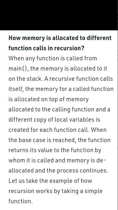 How memory is allocated to different function calls in recursion? #short #shorts #programming # ...