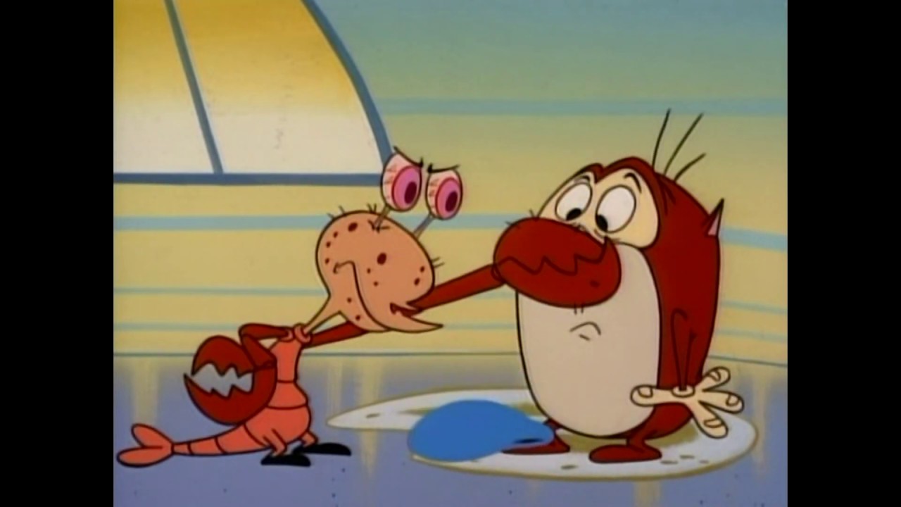 Lobster Ren chops off Stimpy's nose - YouTube