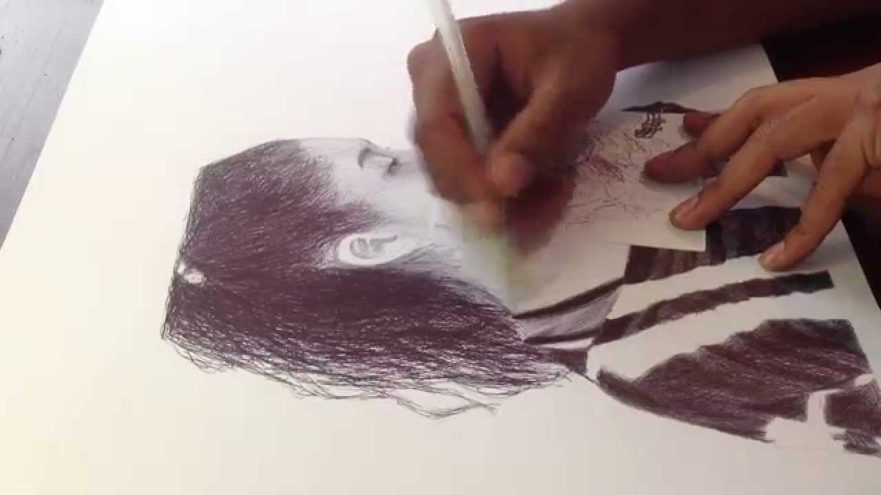 Drawing: retrato a boligrafo - YouTube
