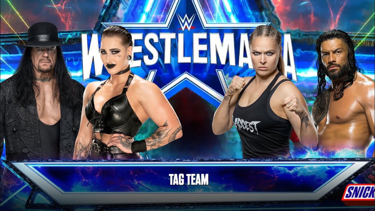 ROMAN REIGNS & RONDA ROUSEY VS RHEA RIPLEY & UNDERTAKER - YouTube