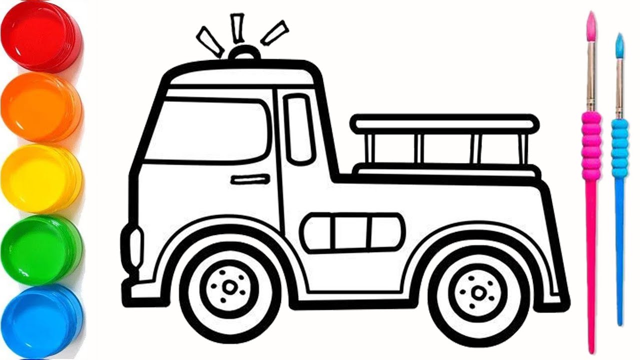 How to Drawing a Fire Truck for kids step by step | Learn to draw and ...