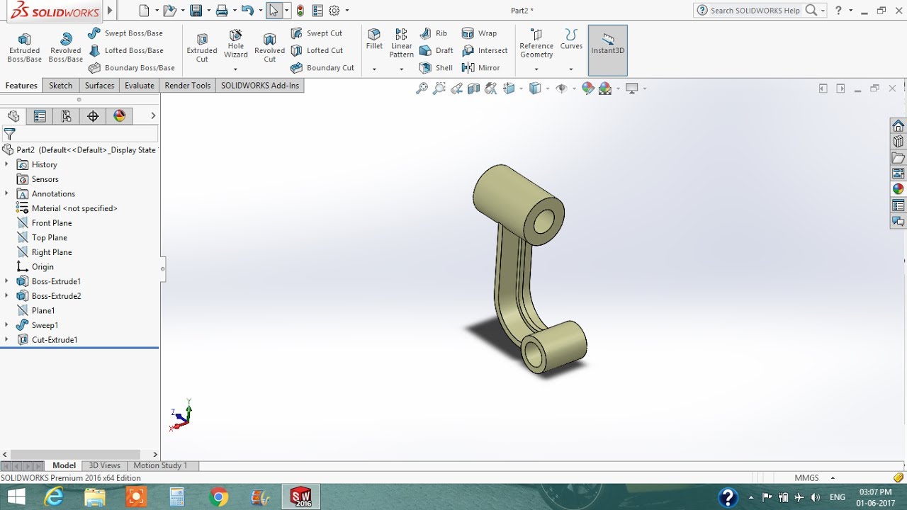 Solidworks Tutorial Sweep Youtube