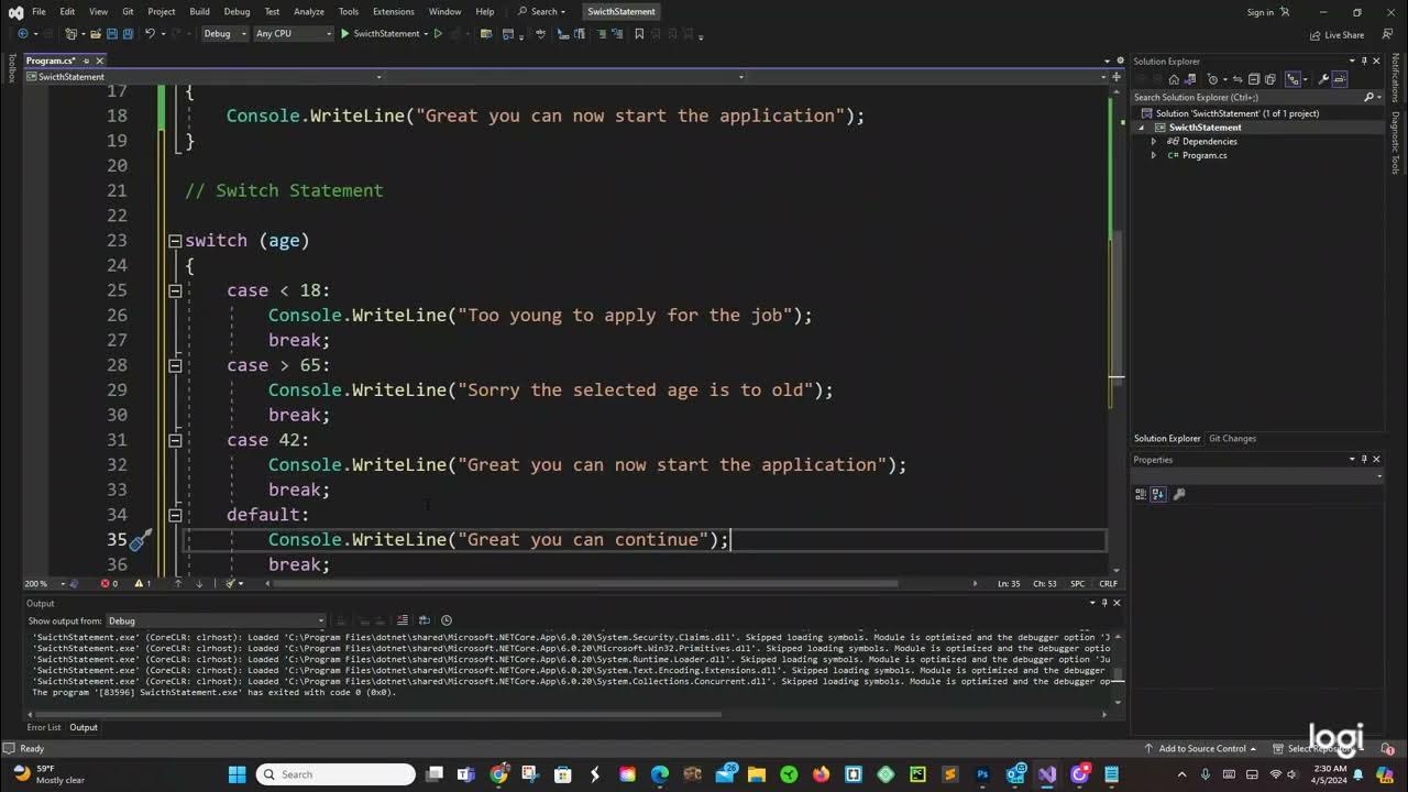 C# Programming - SWITCH STATEMENT APPLICATION - YouTube
