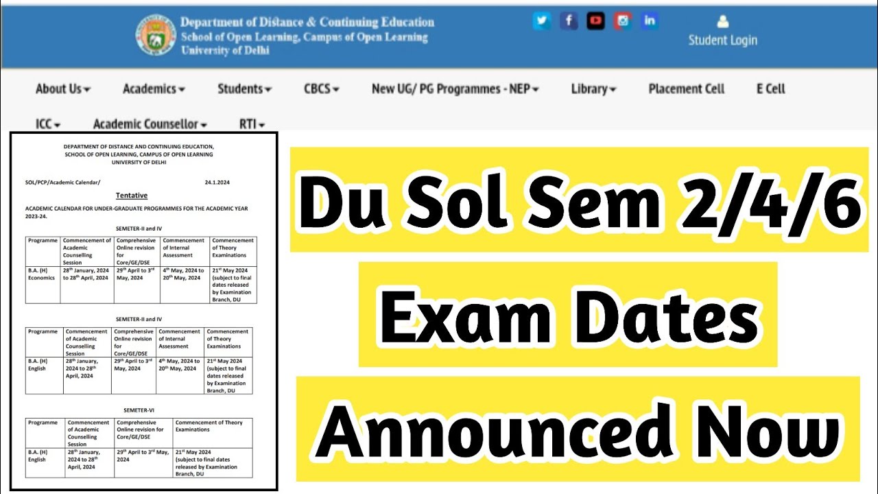Du Sol Sem 2/4/6 Exam Date | Ran2goal (DU SOL) #du #ran2goal #exam ...