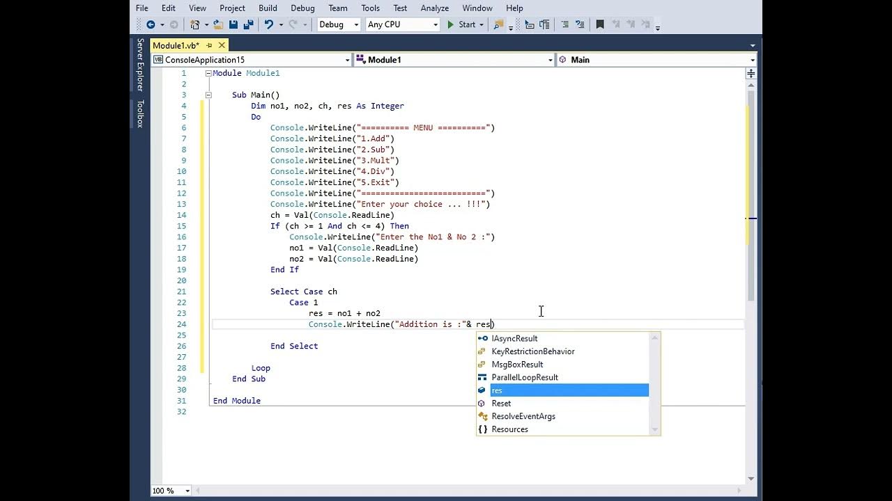 Arithmetic operations using select case - YouTube