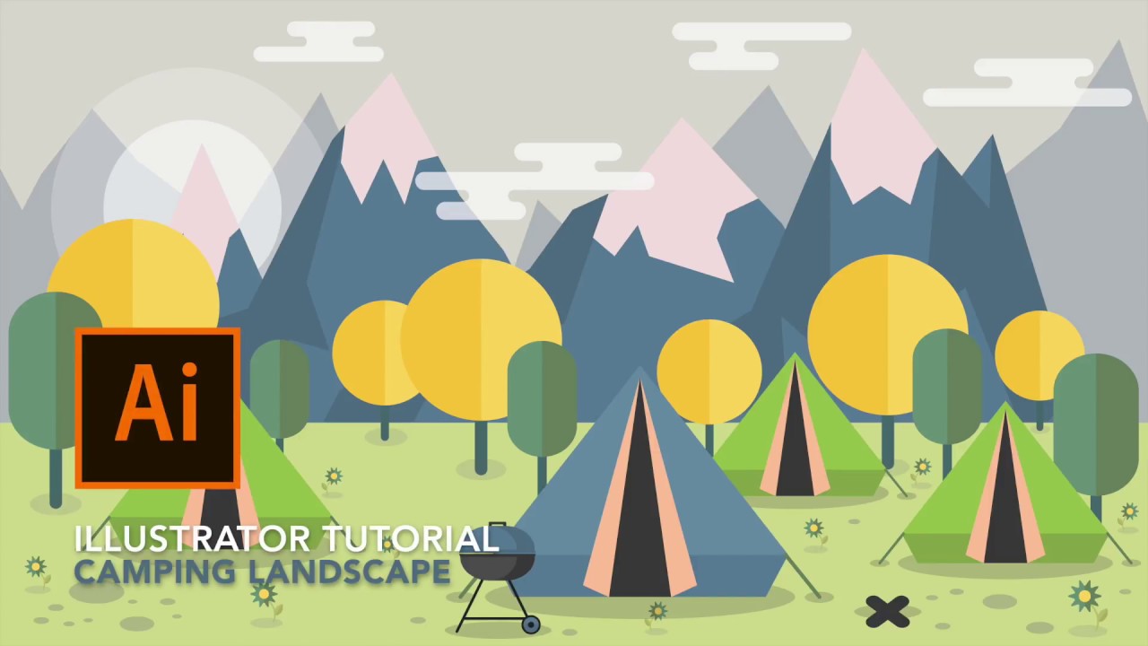Adobe Illustrator tutorial for beginners - How to draw campground ...