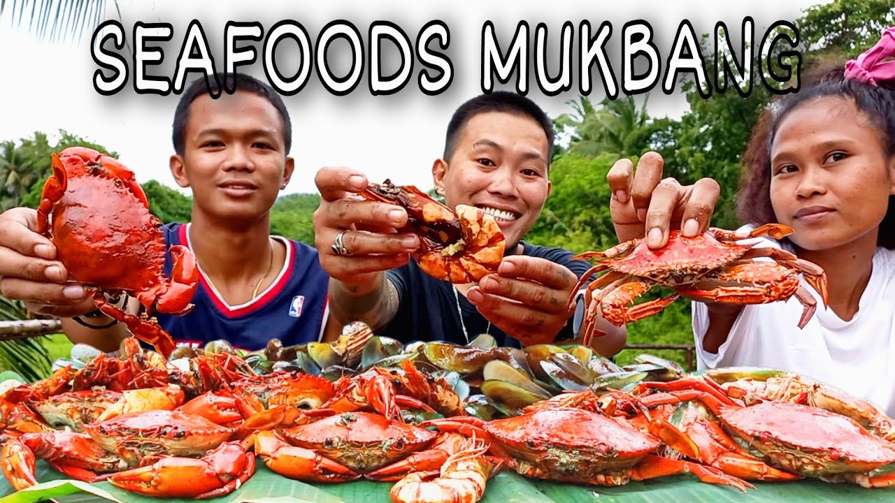 SEAFOODS MUKBANG | BUTTERED GARLIC SHRIMP , TAHONG ,CRAB WITH TALABA ...