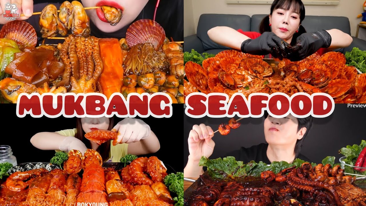 MUKBANG SEAFOOD 🦐| Mukbang Makanan Laut Pedas |Mukbang mie pedas ...