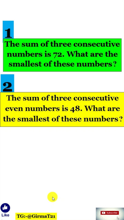 The sum of three consecutive numbers is72 &The sum of three consecutive even numbers is48 ...