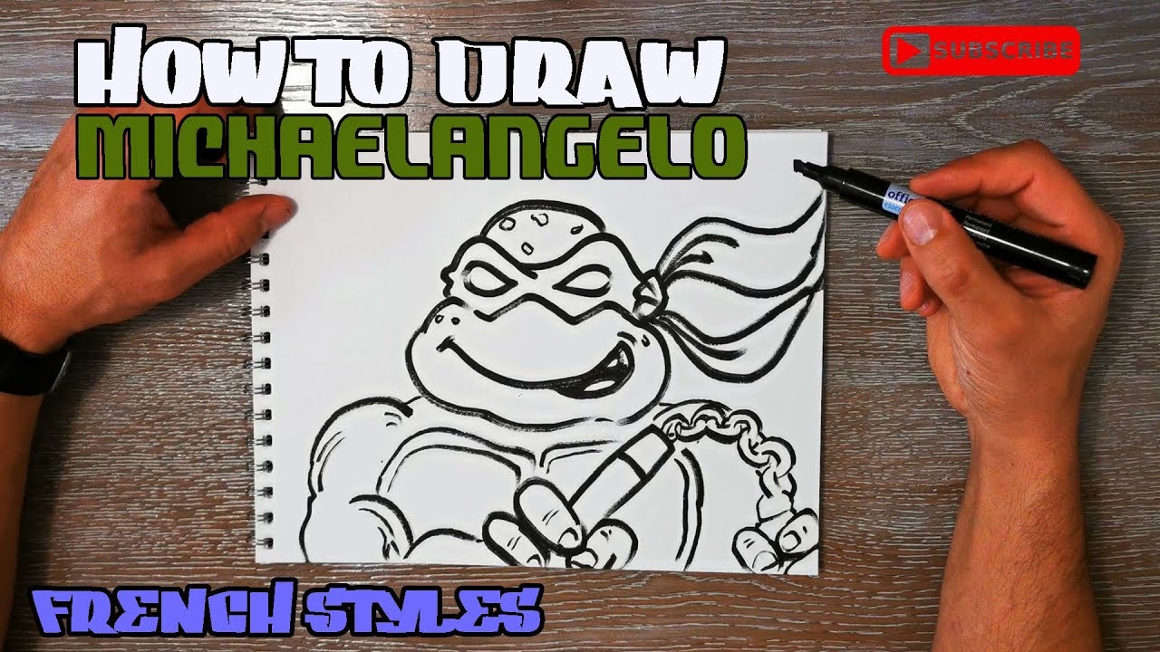 HOW TO DRAW MICHAELANGELO Teenage Mutant Ninja Turtle ! Satisfying ...