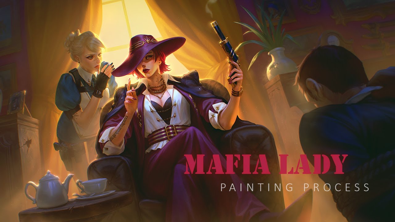 Mafia Lady Illustration Painting Process - YouTube