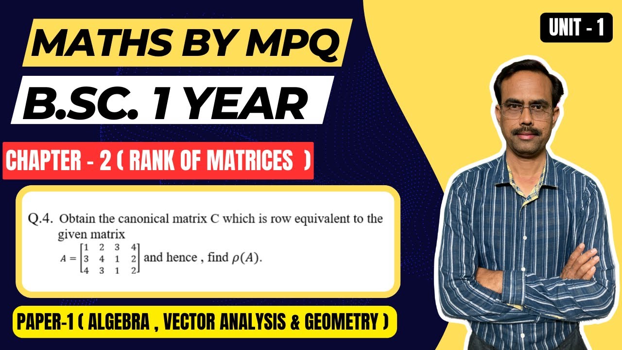 ALGEBRA , VECTOR ANALYSIS & GEOMETRY|B.Sc.1YEAR|PAPER-1| MATHS BY MPQ ...