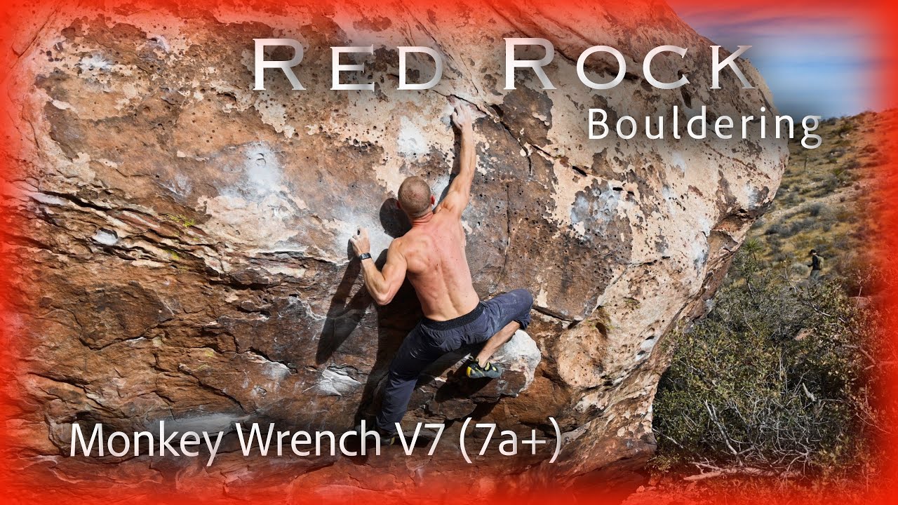 Monkey Wrench V7 (7a+) Bouldering in Red Rock Las Vegas - YouTube