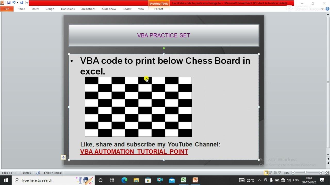 VBA code to print the Chess Board in Excel - YouTube