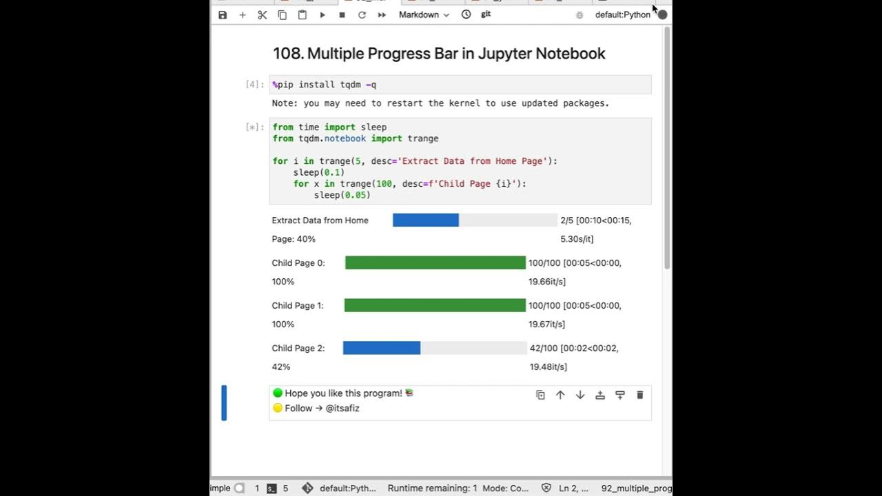 Multiple Progress Bars In Python Jupyter Notebook Shorts Python Progressbar Youtube
