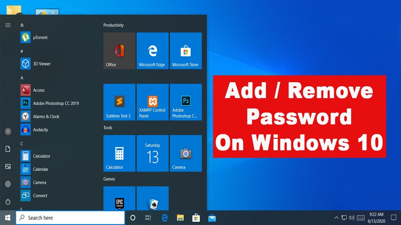 (2020) How to Add / Remove Password on Windows 10 - YouTube