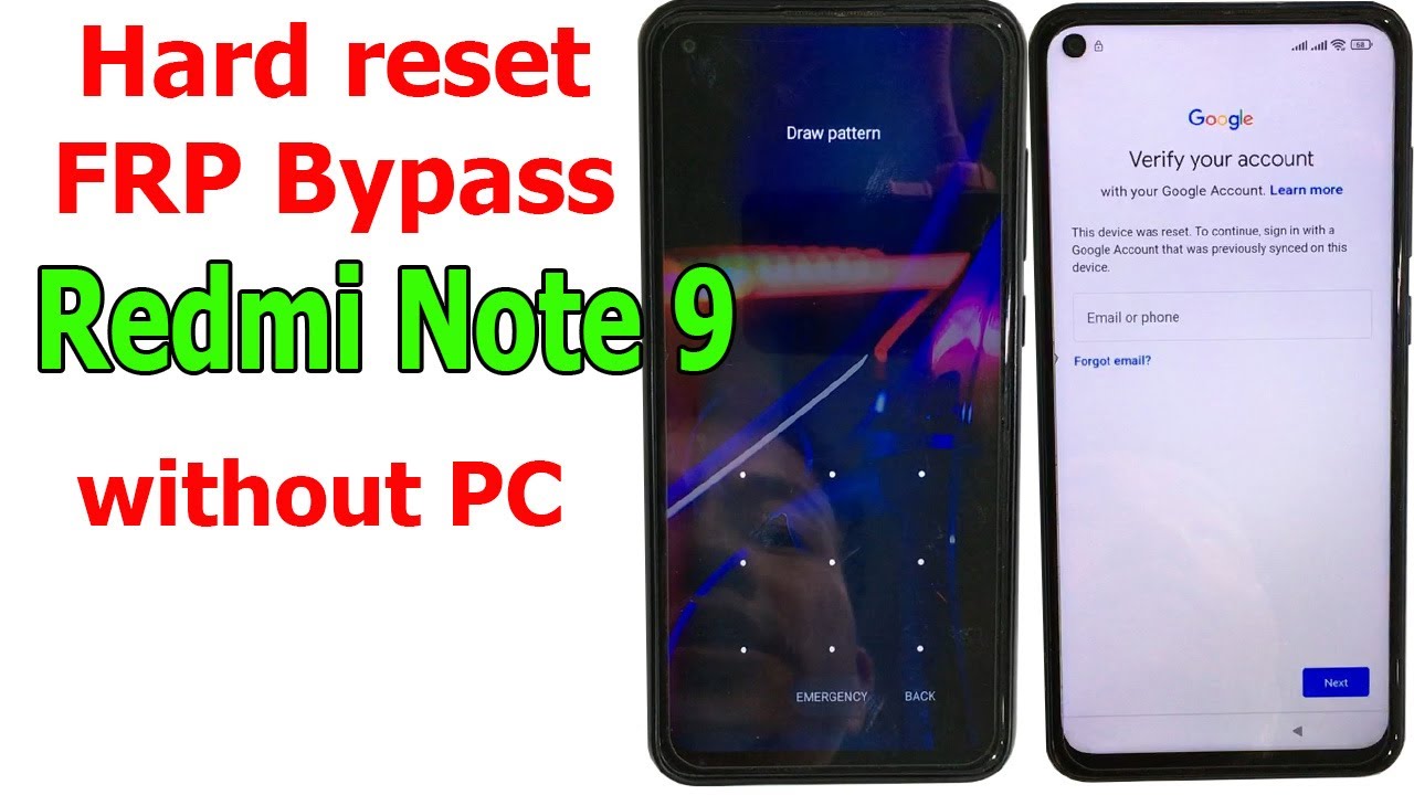 Xiaomi Redmi Note 9 Android 11 How to Hard reset/FRP Bypass/Google ...