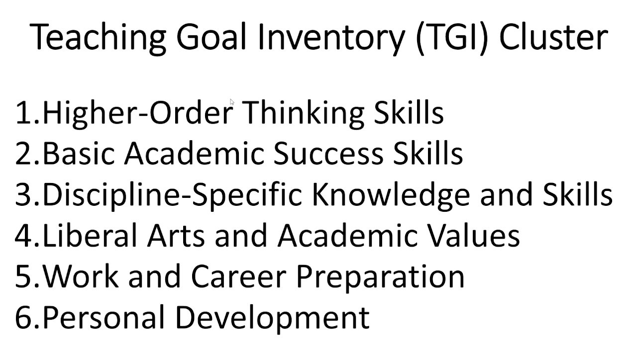 Teaching Goal Inventory TGI, the clusters and the Details Explanations ...