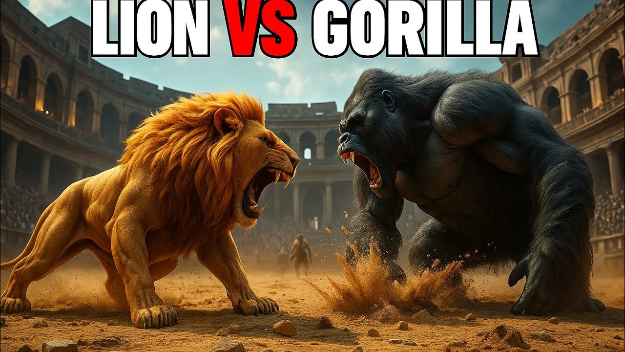 Massive Muscular lion Vs Gorilla || Epic Arena Battle || Who Will win ...