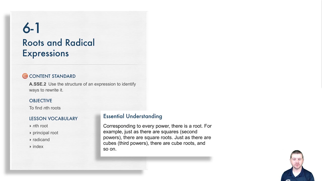 Algebra 2 6-1 Roots and Radical Expressions: Introduction and Solve It ...