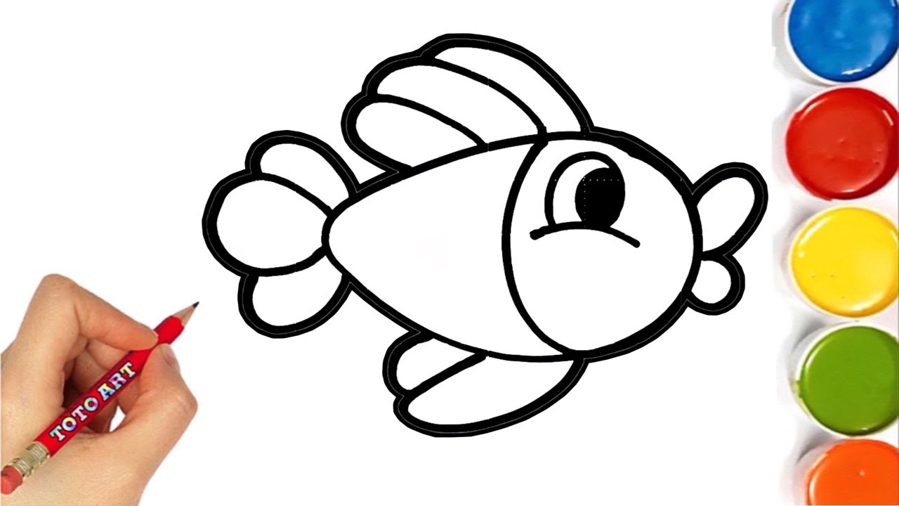 How to draw Cute Fish -Colouring for Kids & Toddlers |Draw, Paint and ...