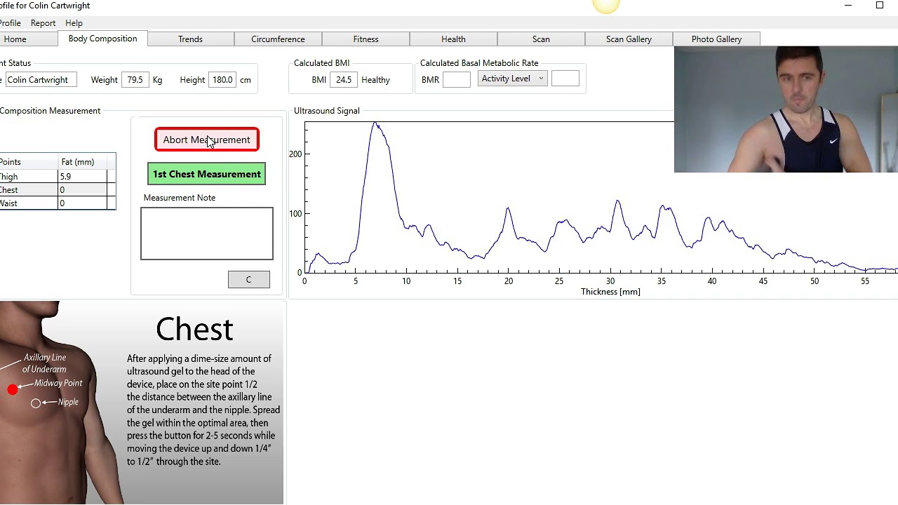 Baseline bodyfat measurements using BodyMetrix ultrasound - YouTube