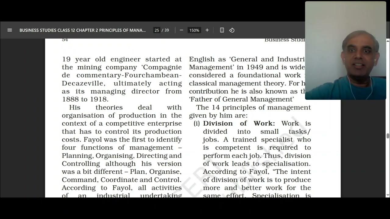Principles of Management- Fayol Class 12 CBSE NCERT Business studies ...
