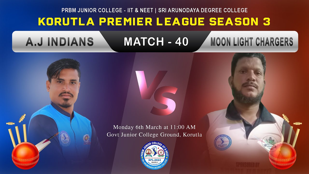 A.J INDIANS VS MOON LIGHT CHARGERS | KPL SEASON 3 | MATCH 40 - YouTube