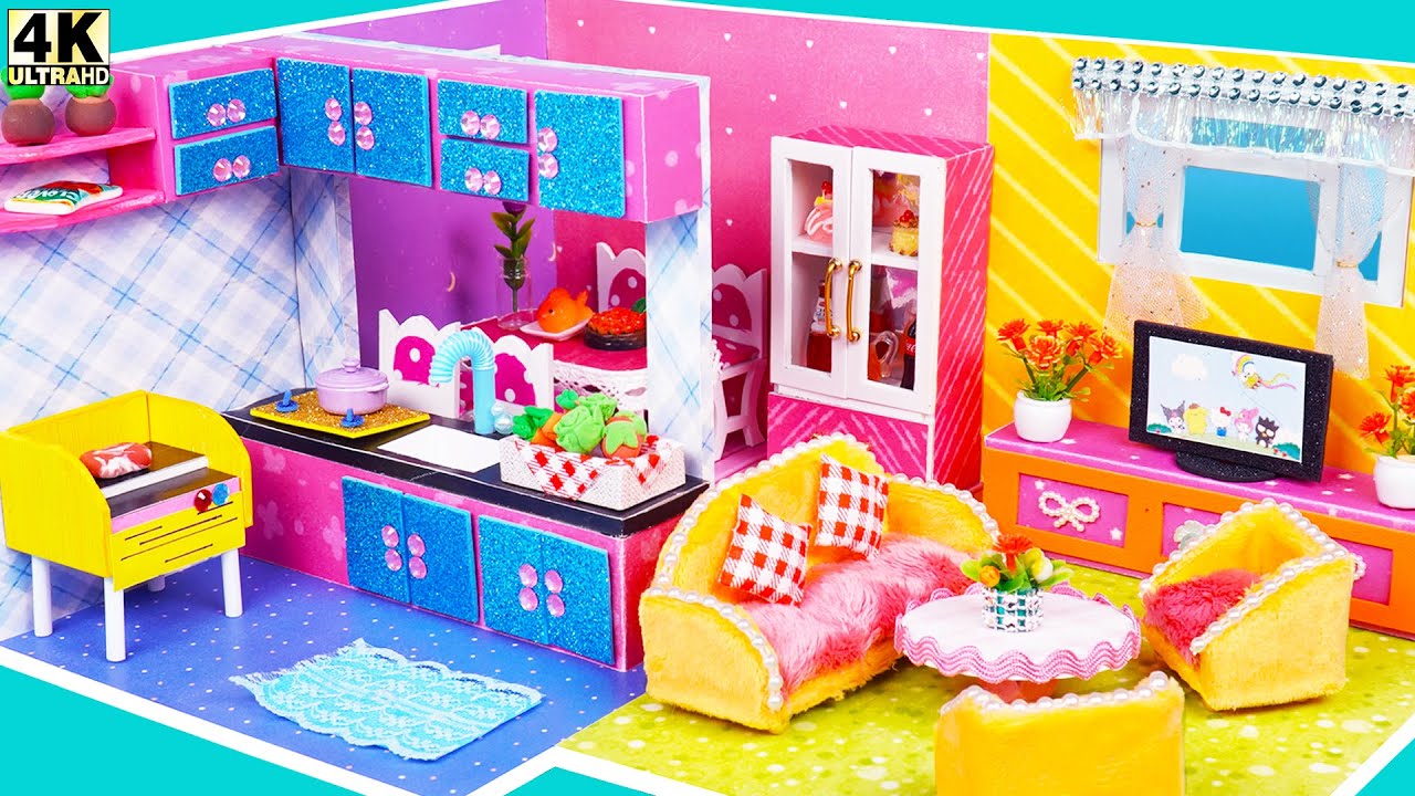(SO CUTE!!) DIY Building a Cute Tiny House with 4 Colors ️ Miniature ...