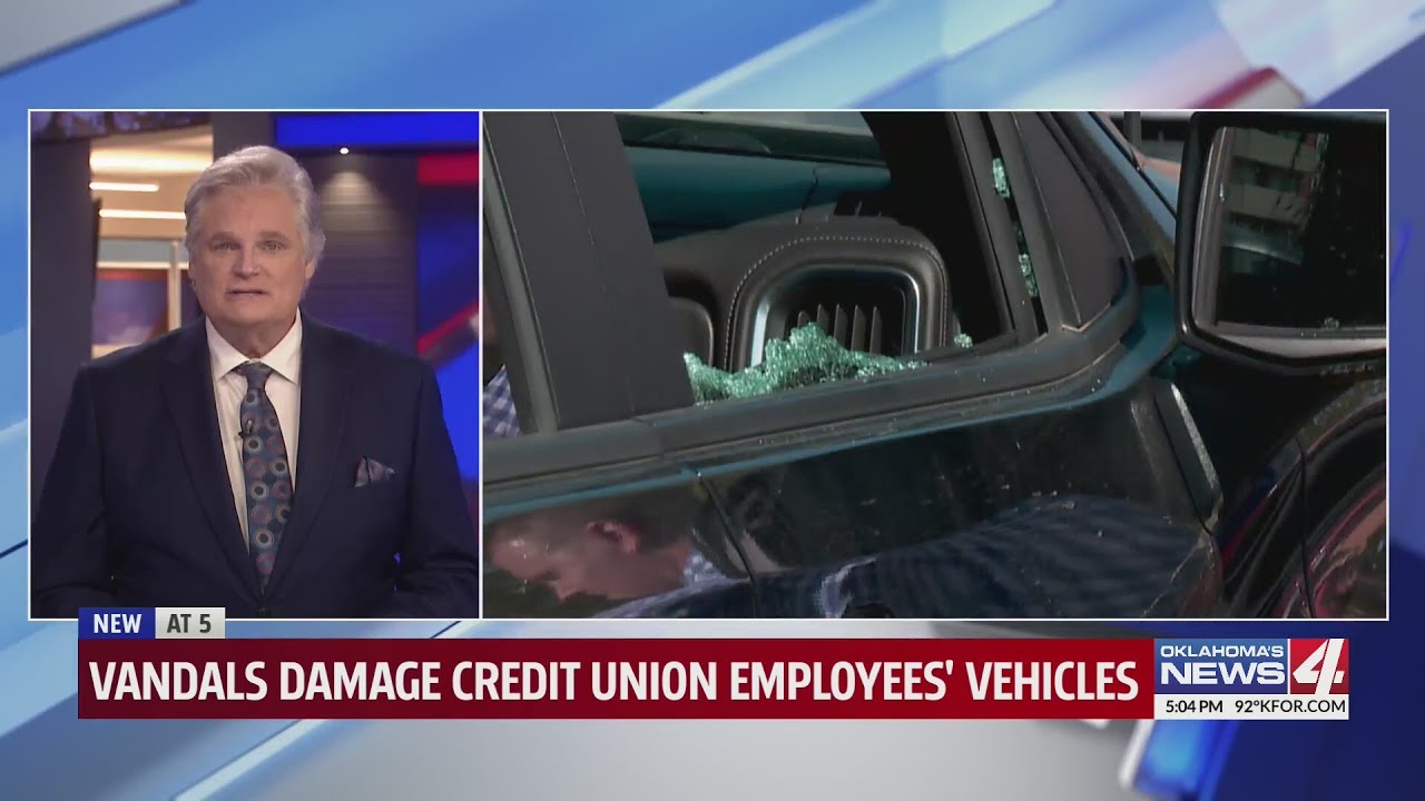 Vandals damage credit union employees' vehicles - YouTube
