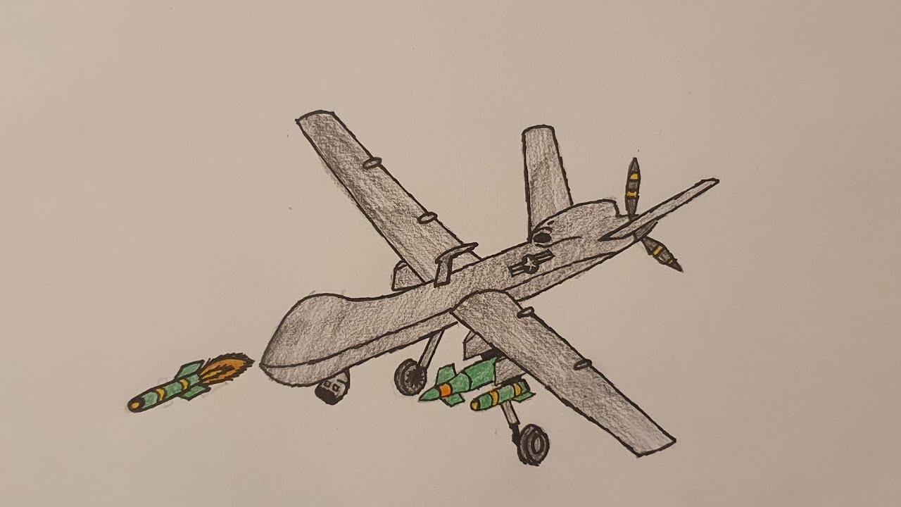 How to draw a Military drone | MQ-9 Reaper - YouTube