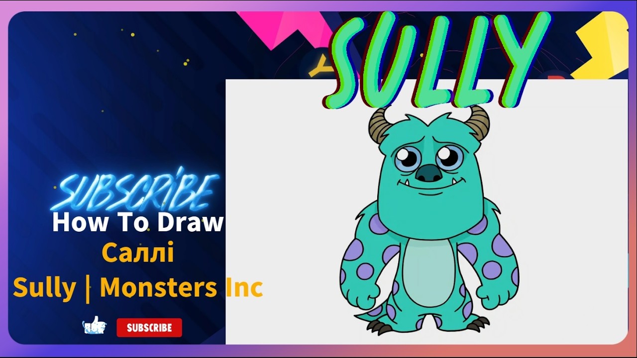 Draw Sully from Monsters Inc | Step-by-Step Tutorial 🎨 - YouTube