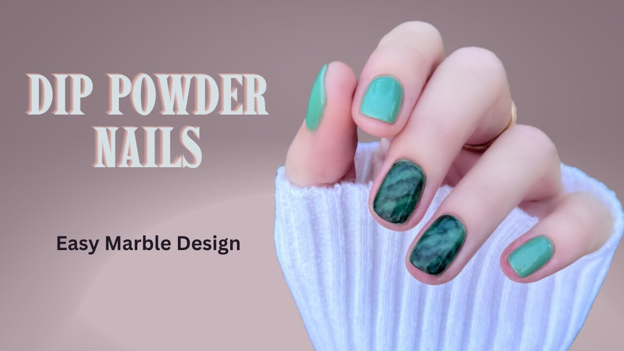Dip Powder Nails at Home | SHORT Nails | EASY Marble Design with ...