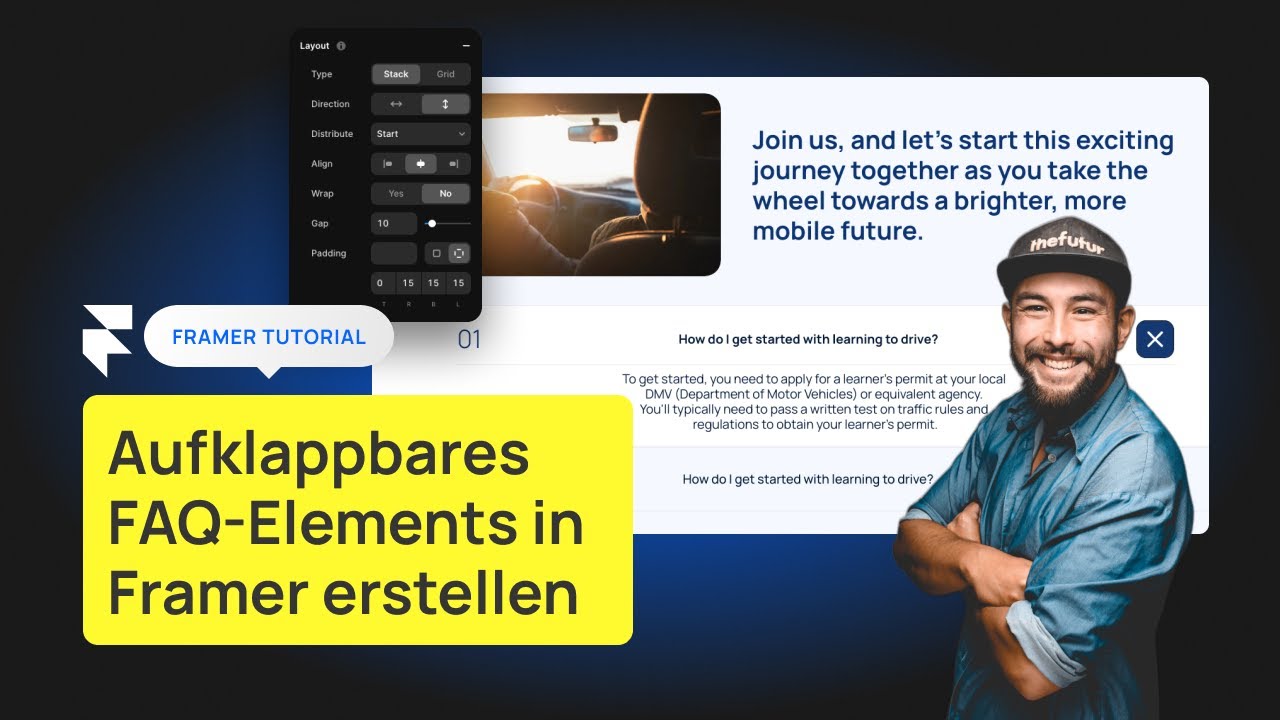 Aufklappbare FAQ Element in Framer erstellen - Framer Tutorial - YouTube