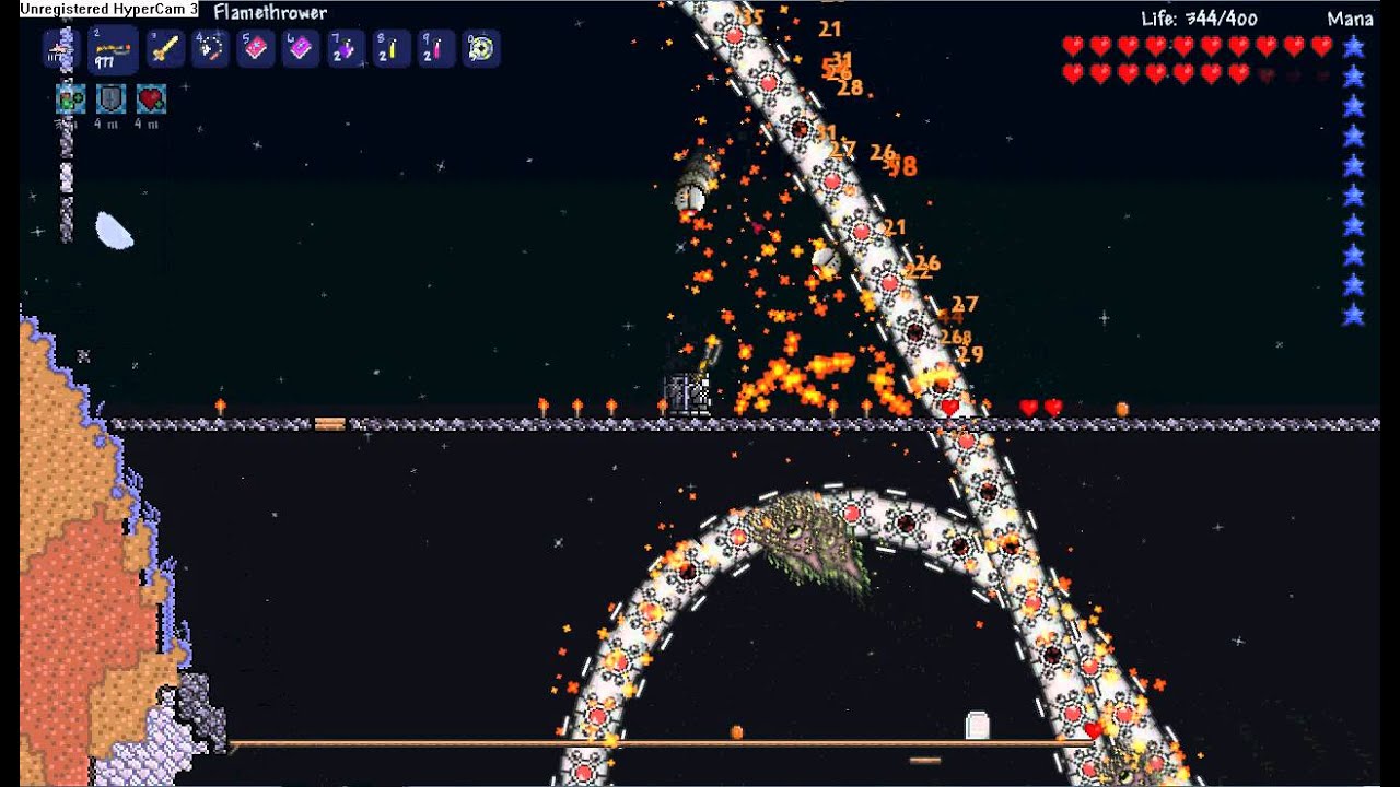 terraria destroyer with flamethrower - YouTube