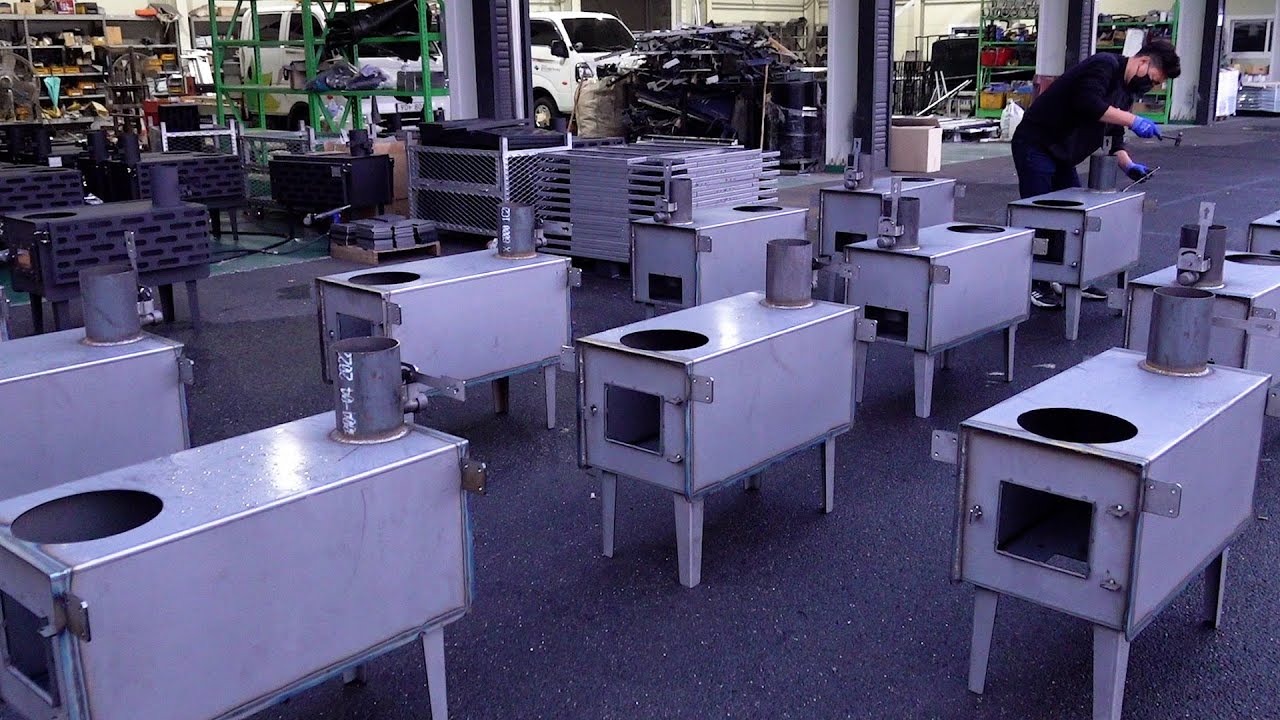 The process of making an upside-down pellet stove. Korean Iron plate ...