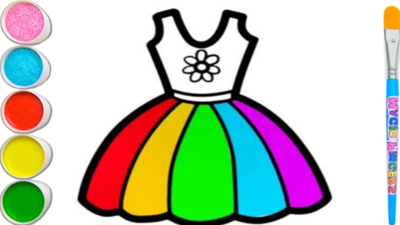 Beautiful Baby Princess Dress, Drawing Painting and Colouring For Kids ...