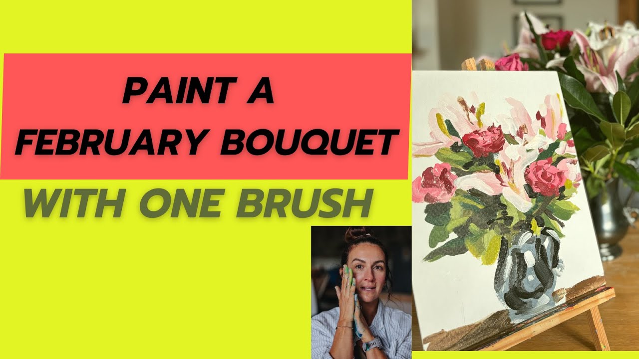 Paint February bouquet with one brush! - YouTube
