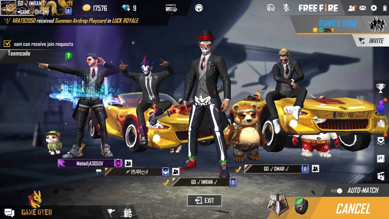Ranked Free Fire Squad Match Gameplay Garena FreeFire | GAME OVER - YouTube