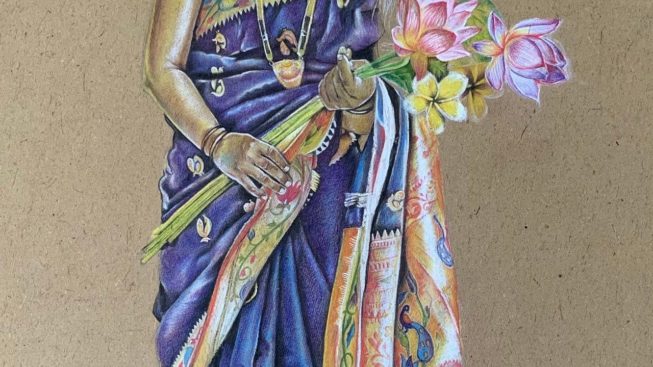 Colour pencil portrait | portrait painting |How to draw colour pencil ...