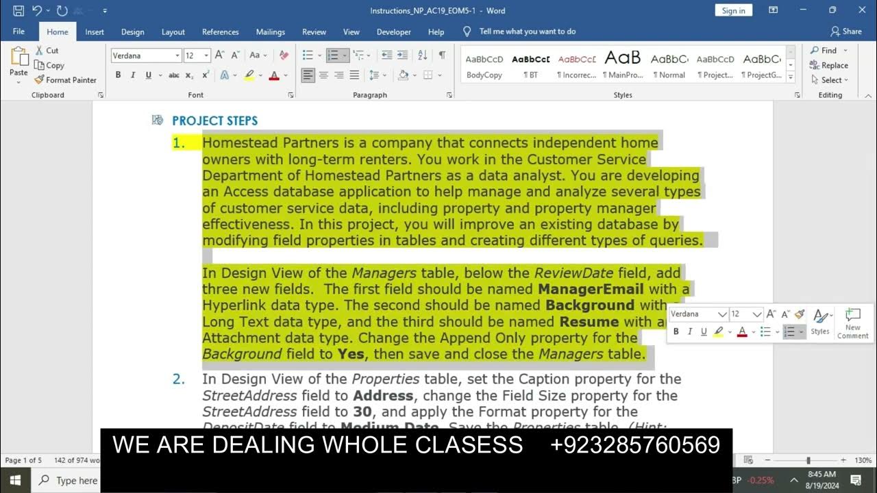 Access Module 5 End of Module Project 1 | New Perspectives Access 2019 | Homestead Partners ...