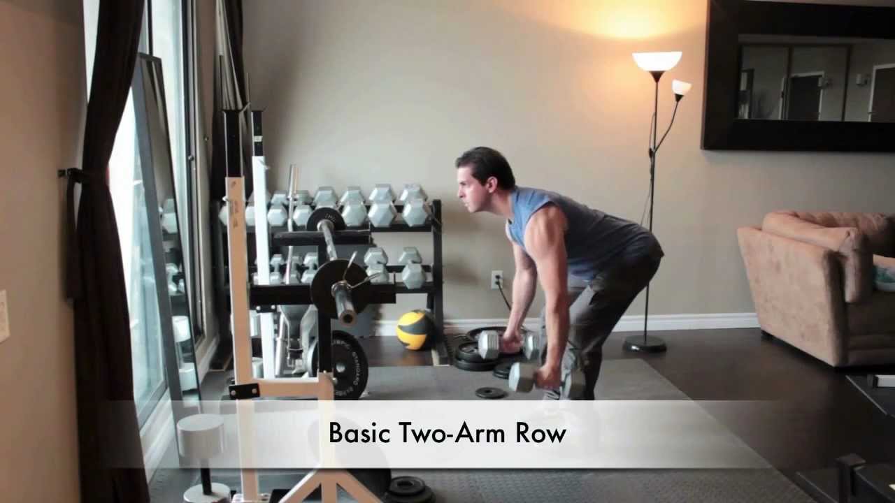 Dumbbell Back Exercises - Basic Two Arm Row - YouTube