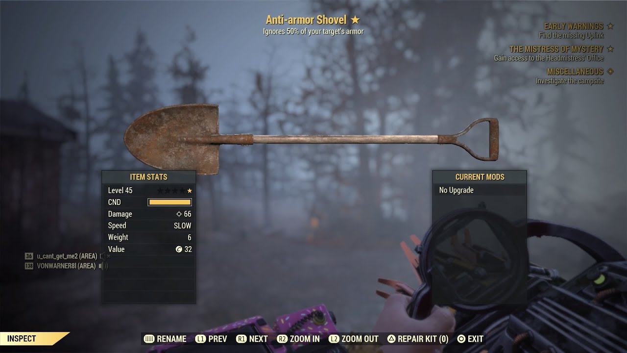 Fallout 76-Legendary Shovel - YouTube