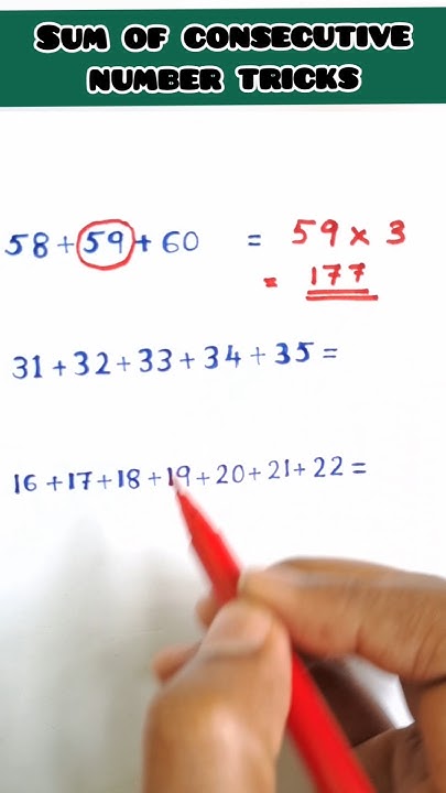 Sum of consecutive numbers trick #mathstricks #trickymathmatrix #govjob #cseb #mathsresoning ...