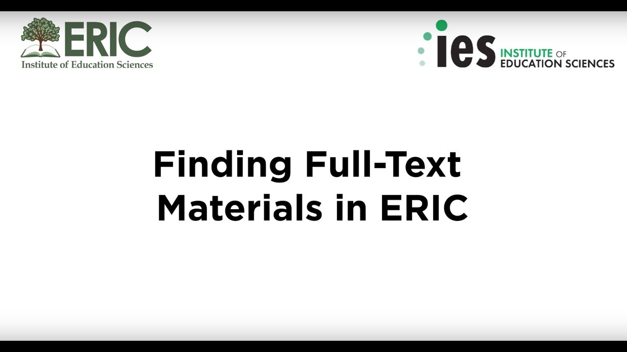 Finding Full-Text Materials in ERIC - YouTube