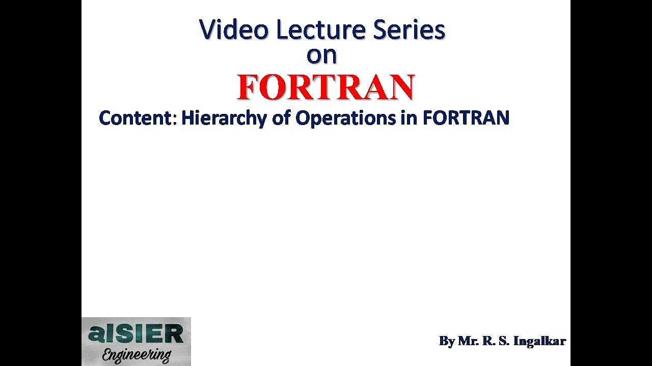 11.Hierarchy of Operations in FORTRAN - YouTube