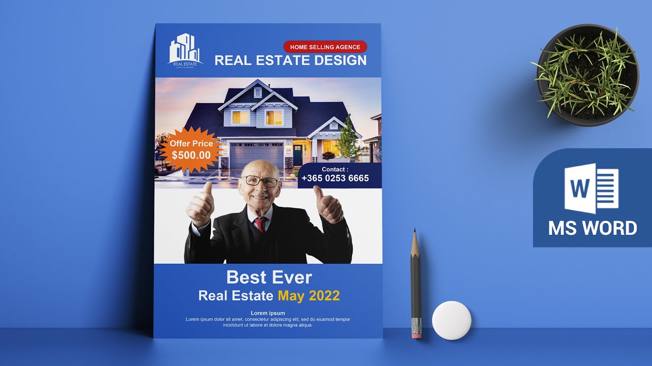 How to Make a Real Estate Flyer Design in Microsoft Word ⬇ FREE ...
