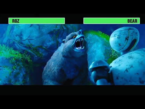 Wild Robot : The Bear and Roz Scene with Healthbars