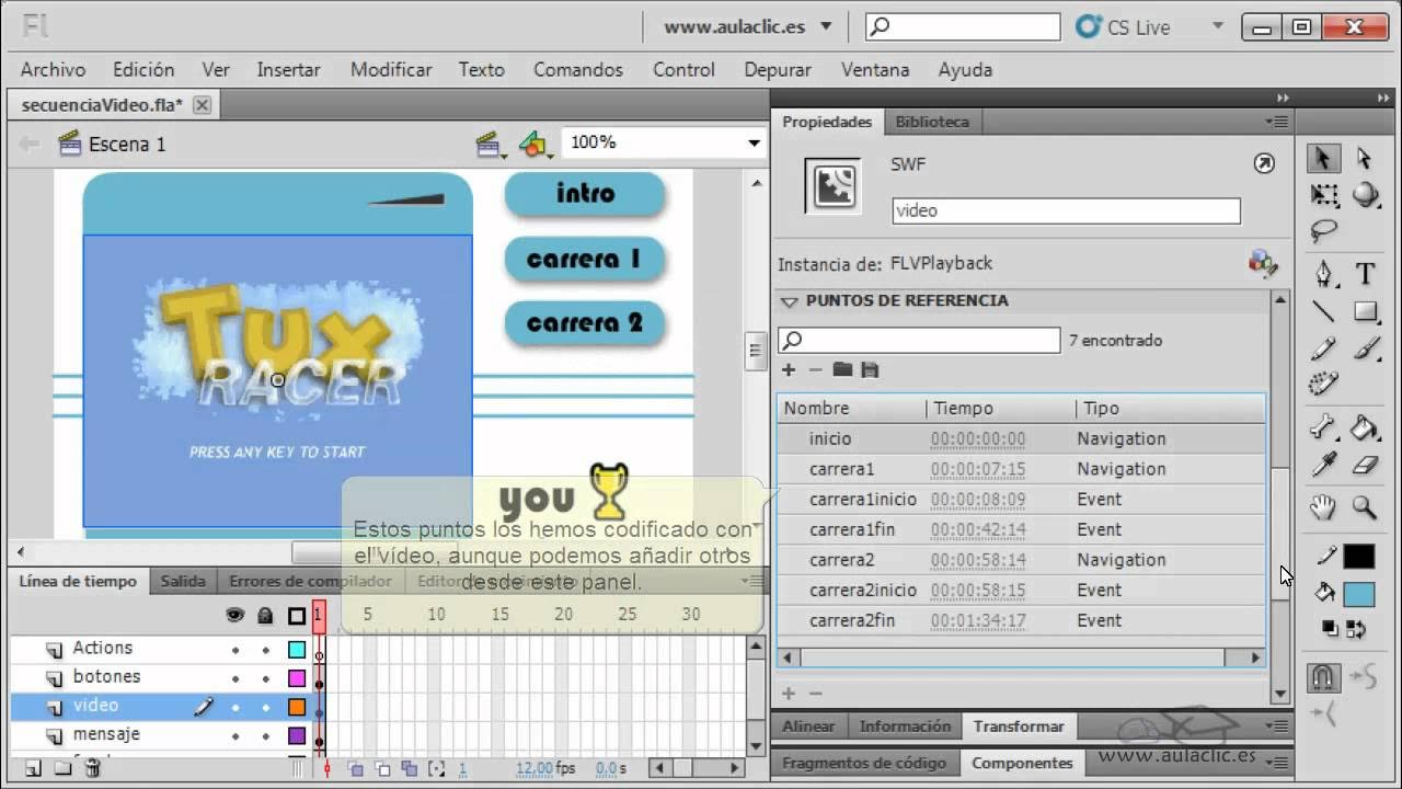 Curso de Flash CS5. 21. Reproducir e interactuar con videos. - YouTube