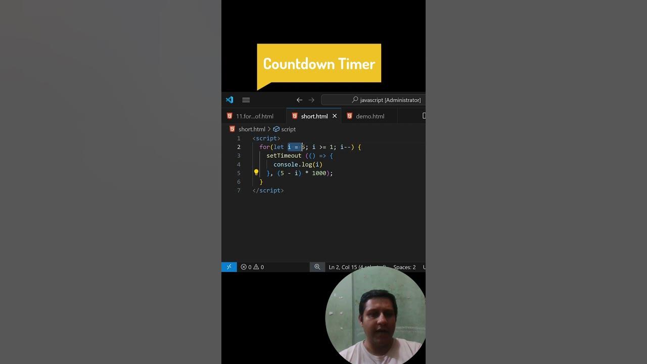 Countdown Timer in Just 5 Lines of JavaScript! ⏱️🔥 | English Coding #Shorts - YouTube